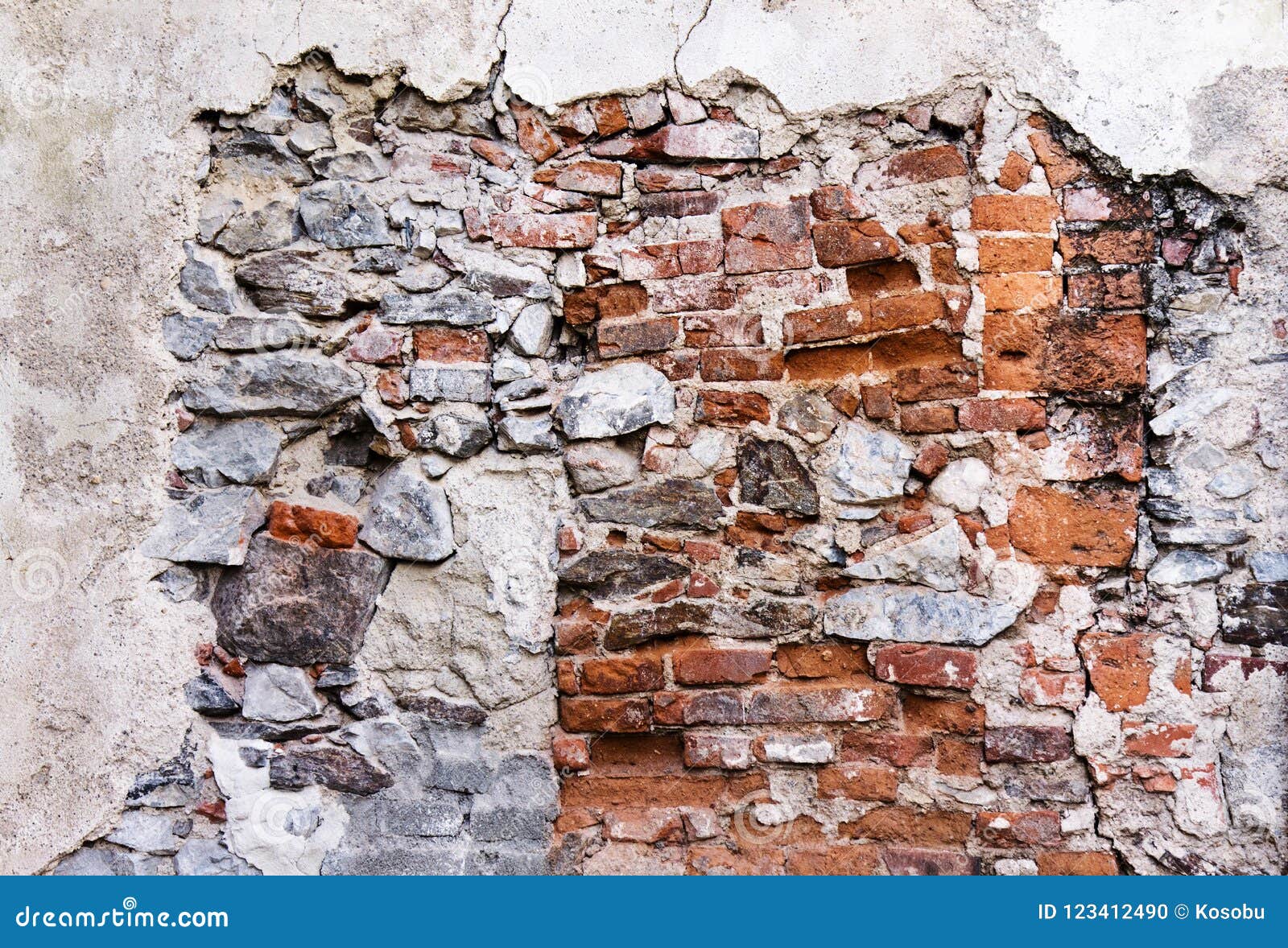 Texture of Broken Red Brick Wall Stock Photo - Image of architectural ...
