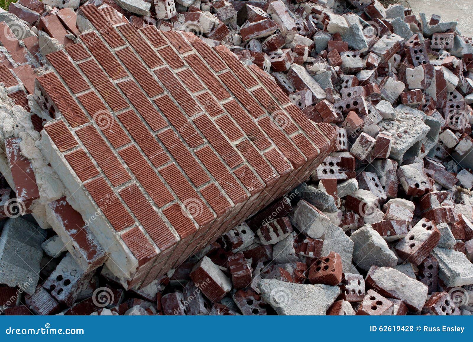 Broken Red Bricks are Piled High at Demolition Site Stock Photo - Image ...