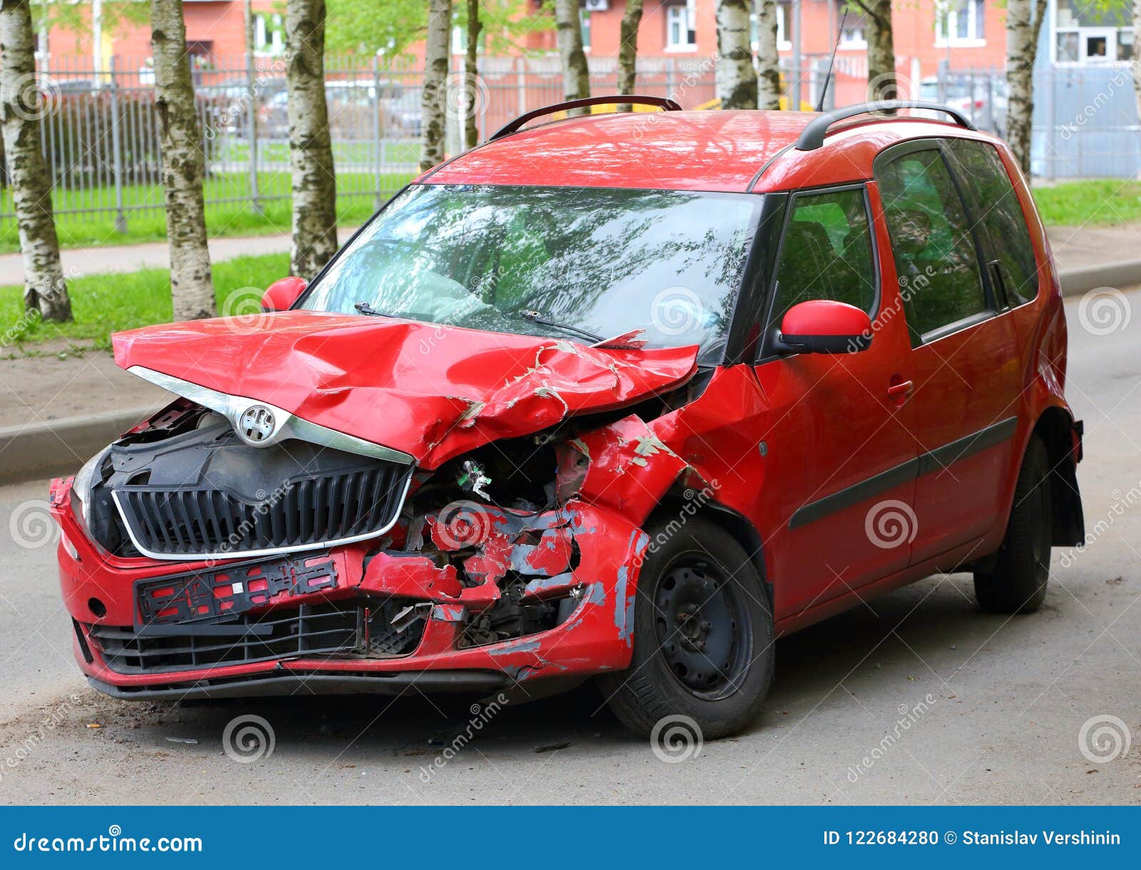 Broken red car stock photo. Image of torn, broken, recoverable - 122684280