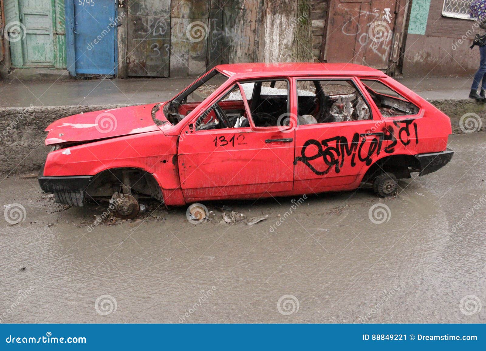 A broken red car stock image. Image of classic, lovers - 88849221