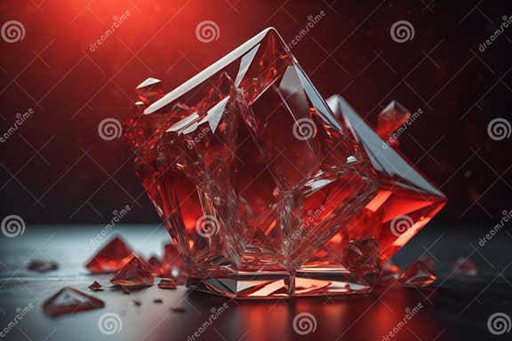 Broken Red Crystal on a Black Background. Broken Crystal on a Dark ...