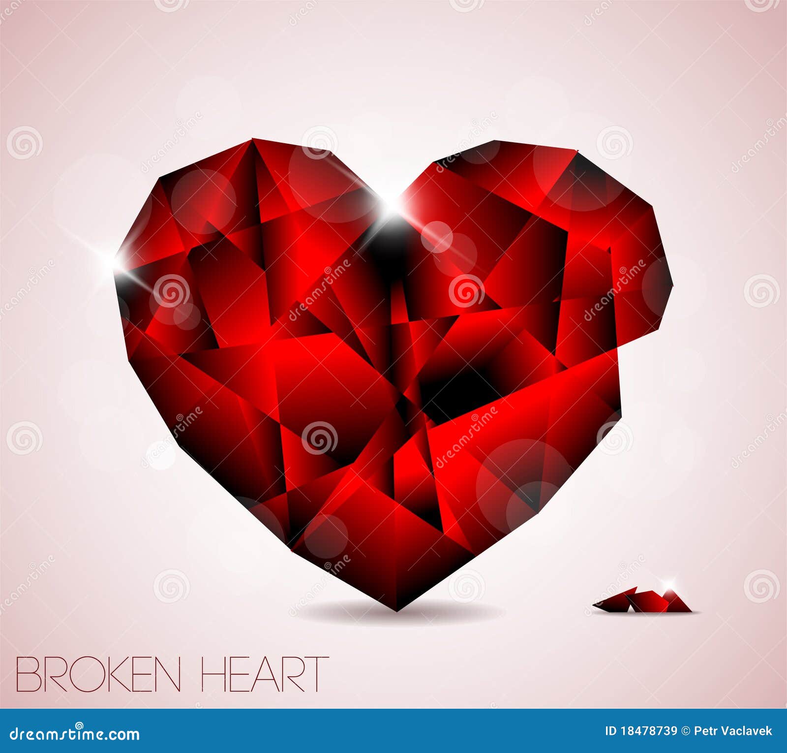 Broken Red Diamond Jewel Heart Stock Illustration - Illustration of ...