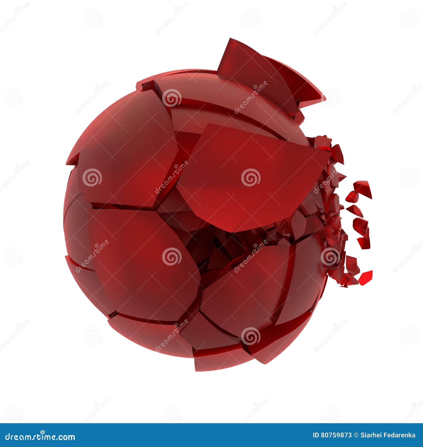 Broken red glass ball stock illustration. Illustration of breakable ...