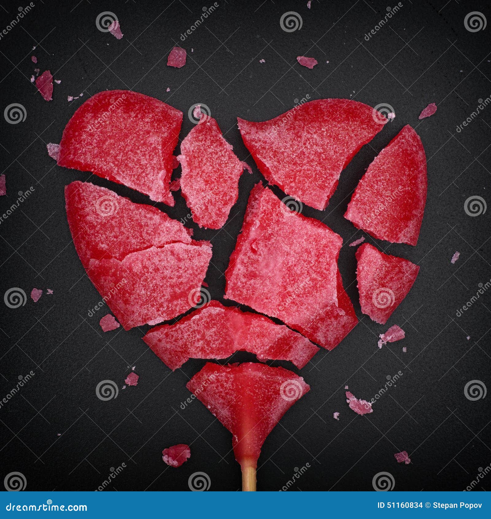 Broken Red Heart Shaped Lollipop Stock Photo - Image of symbol ...