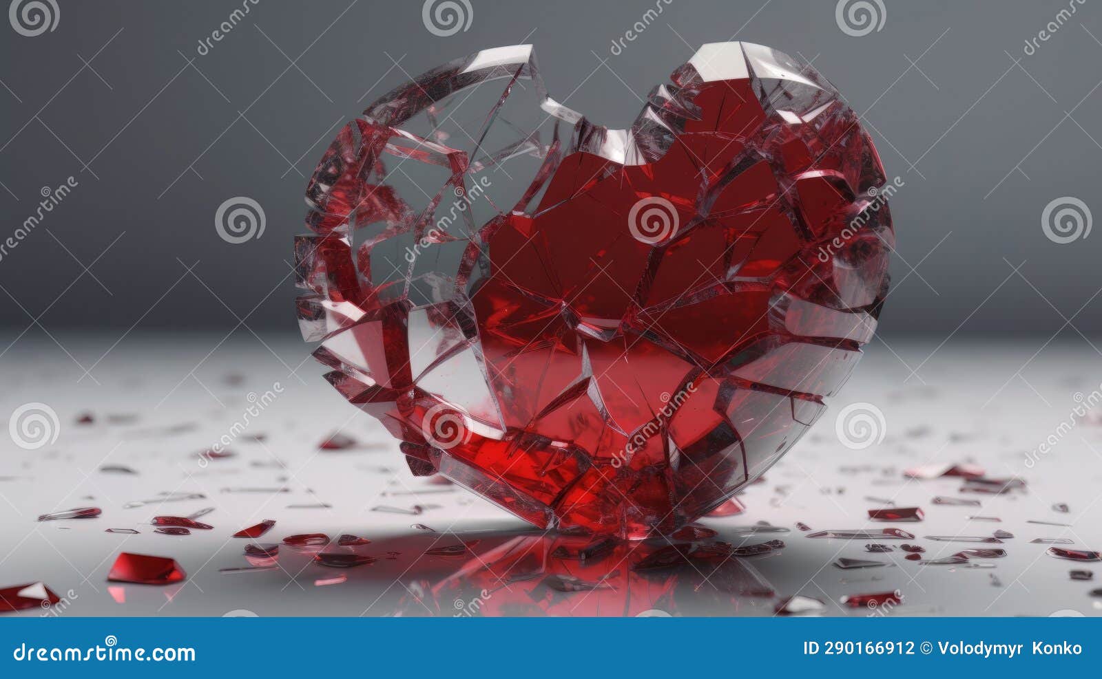 Broken Red Heart with Shattered Glass Texture. Generative Ai Stock ...