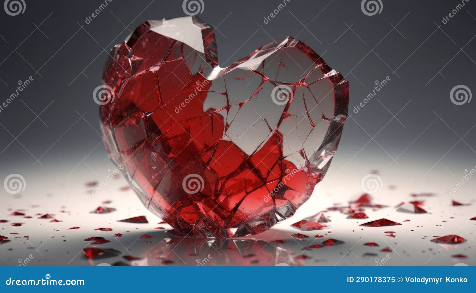 Broken Red Heart with Shattered Glass Texture. Generative Ai Stock ...