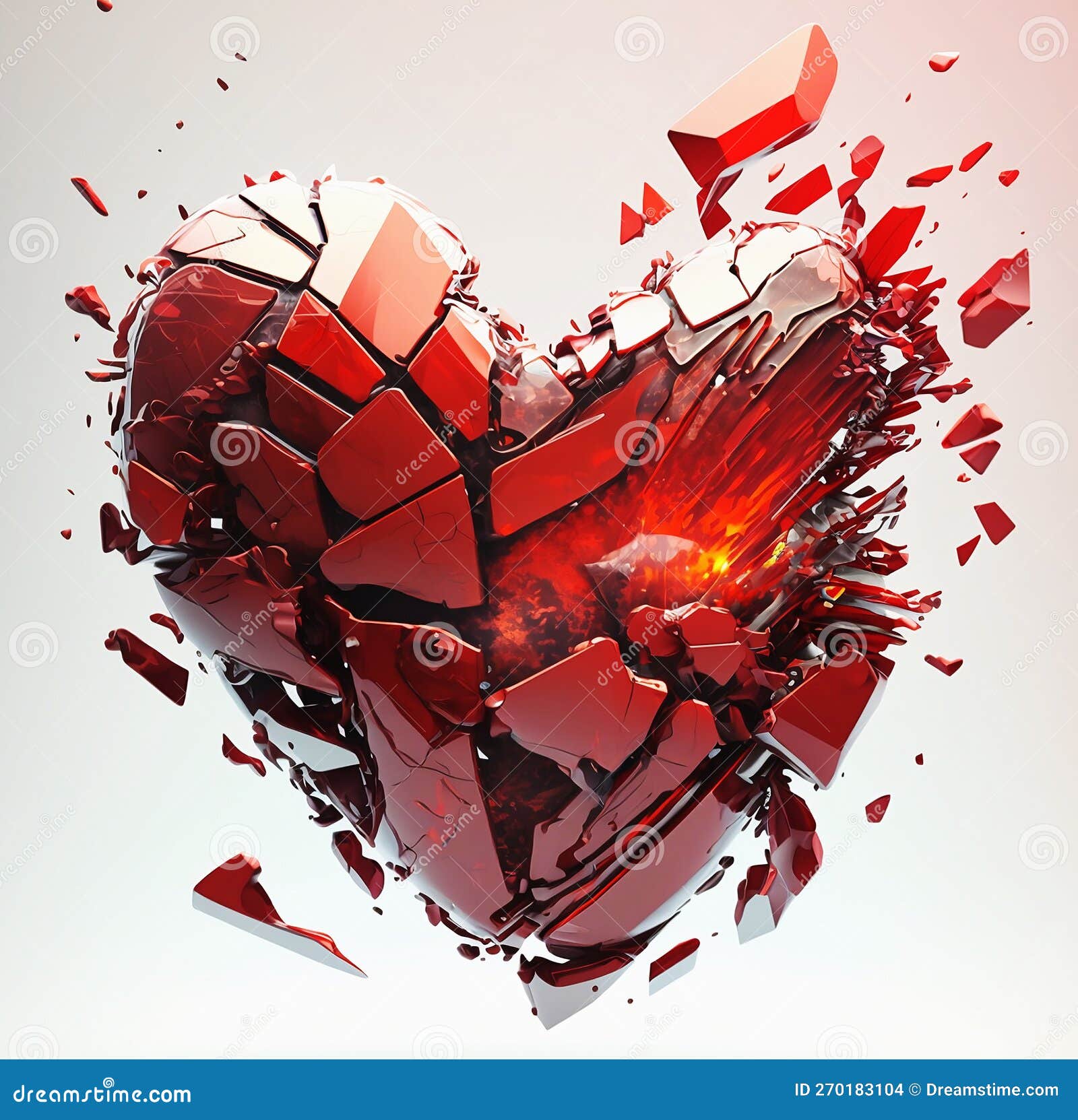 Broken Red Heart on White Background Stock Illustration - Illustration ...