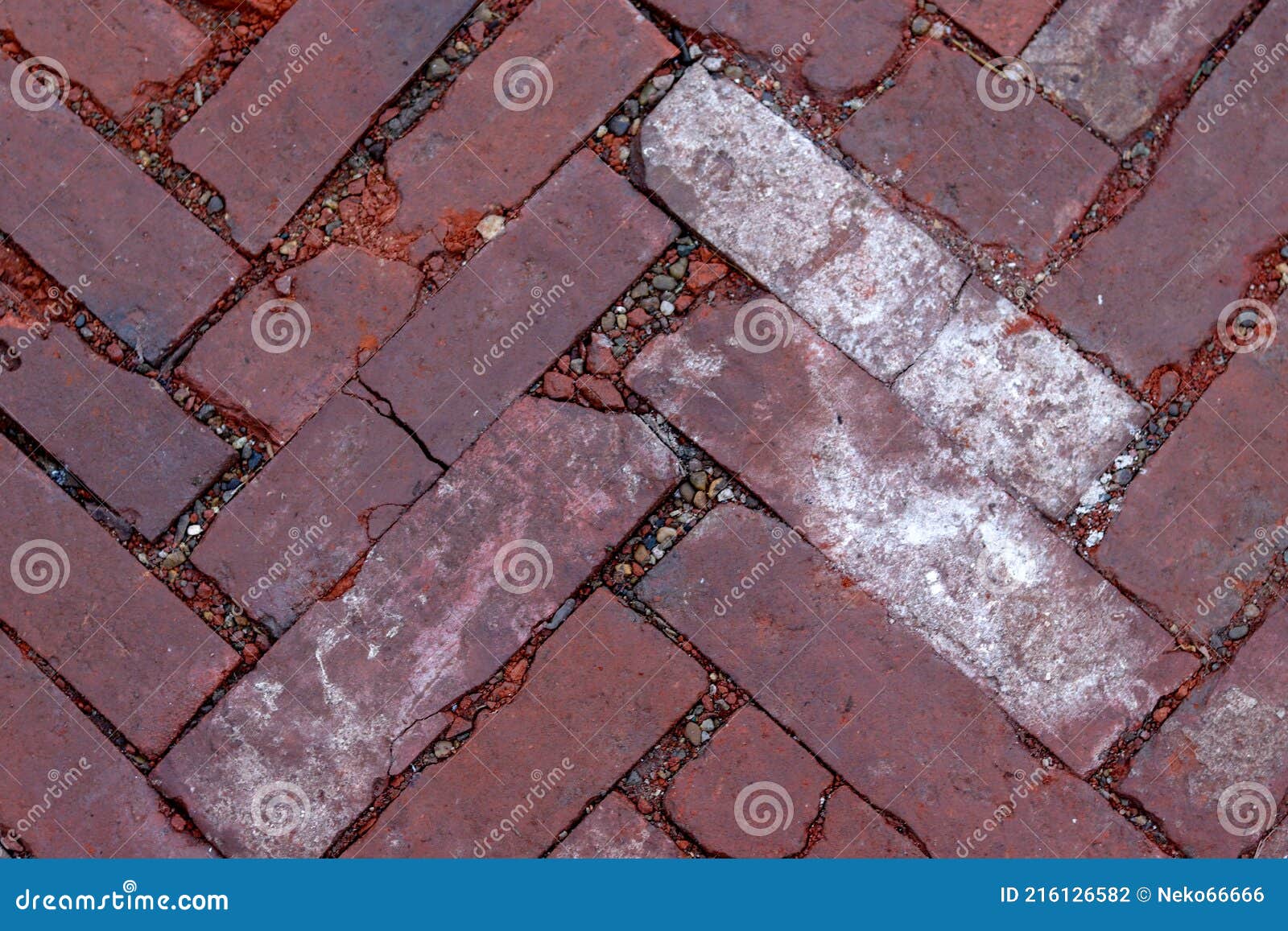 Broken Red Paving Slabs, Herringbone Pattern, Flatlay Stock Photo ...