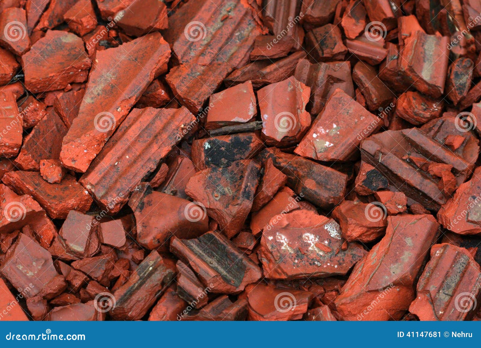 Broken Red roof tiles stock image. Image of building - 41147681