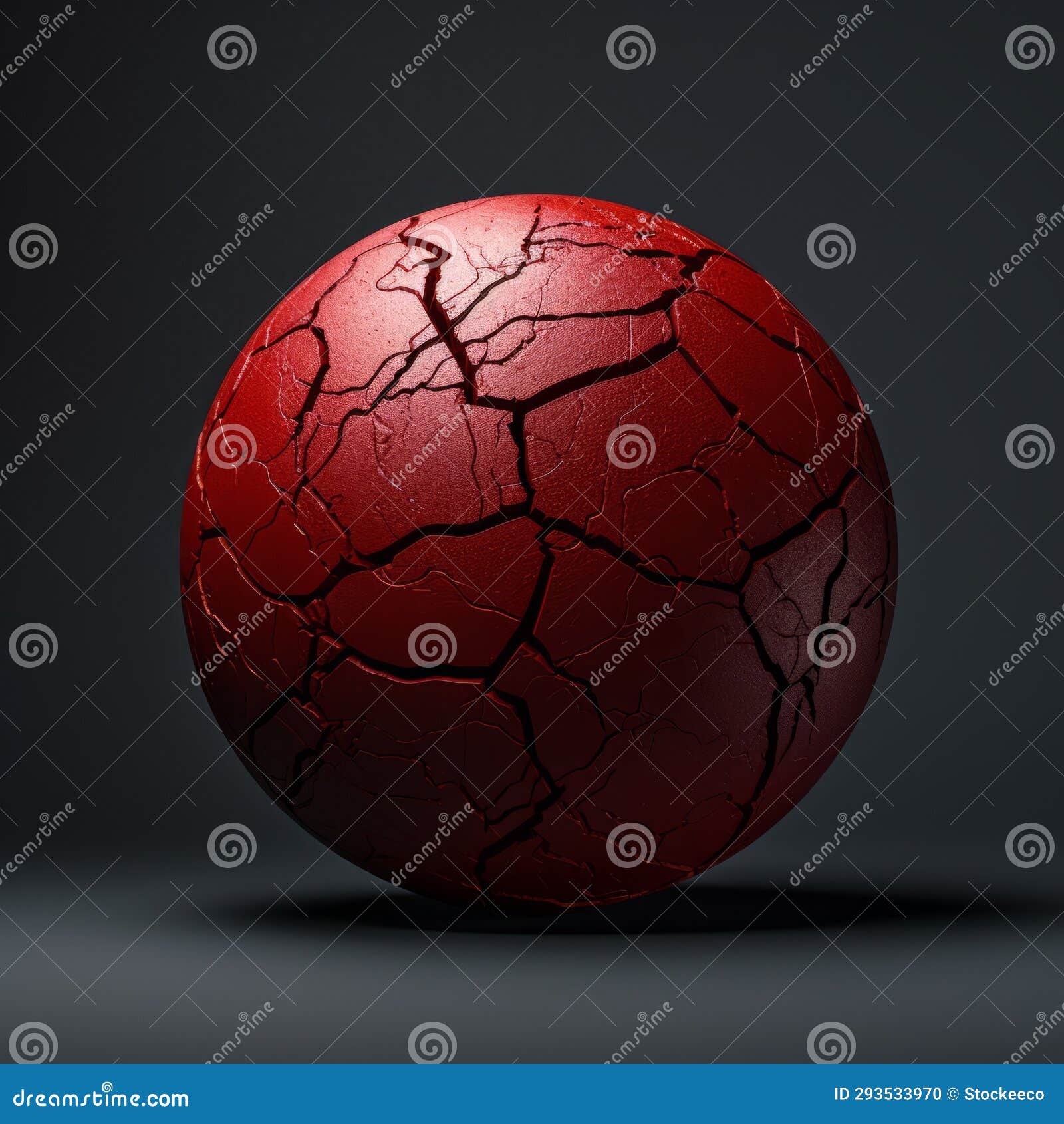 Cracked Red Sphere: Minimalism Image with Rough Texture and Dark Colors ...