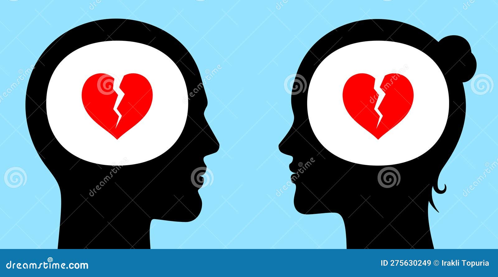 Broken Relations Concept Vector Illustration. Couple with Broken Hearts ...