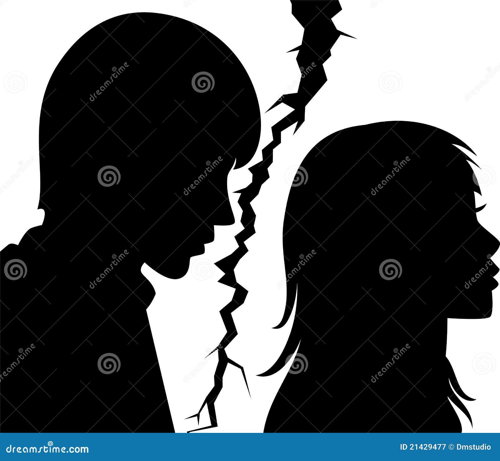 Broken Relationship Between Young Man And Woman Stock Vector