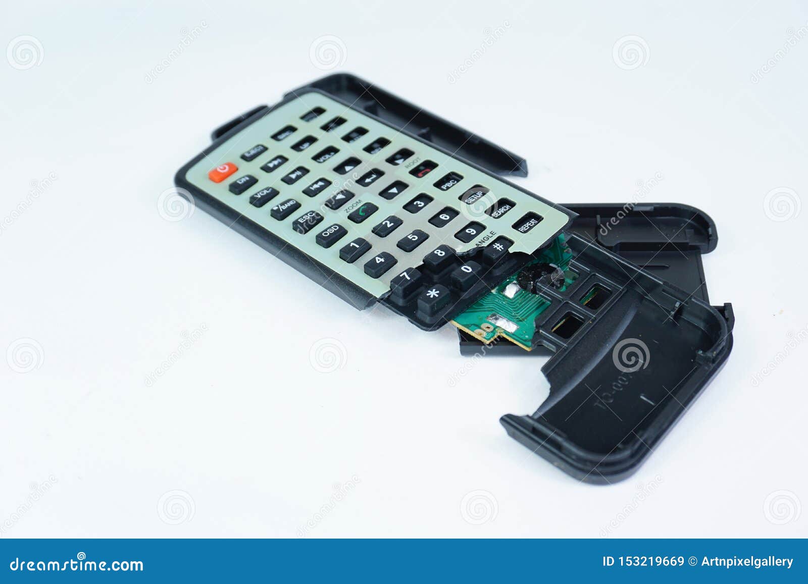 Broken Remote Control Isolated on White Background Stock Image - Image ...
