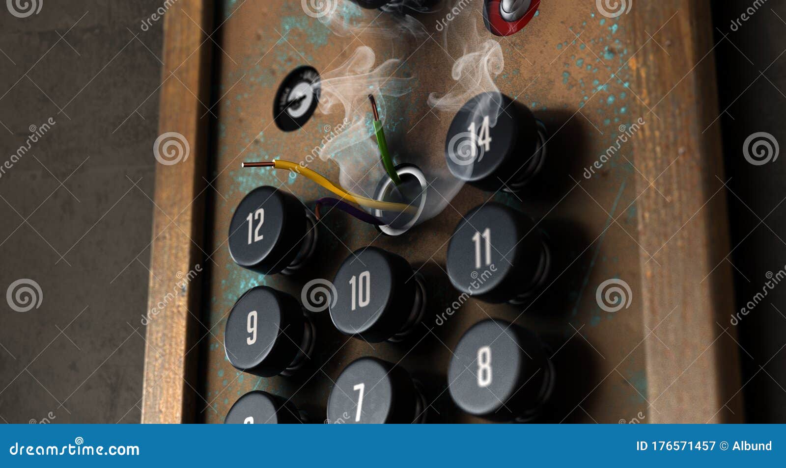 Broken Retro Elevator Control Panel Stock Illustration - Illustration ...