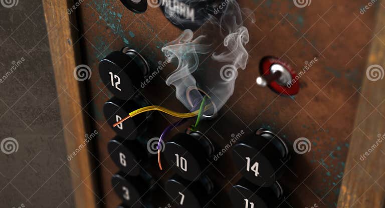 Broken Retro Elevator Control Panel Stock Illustration - Illustration ...