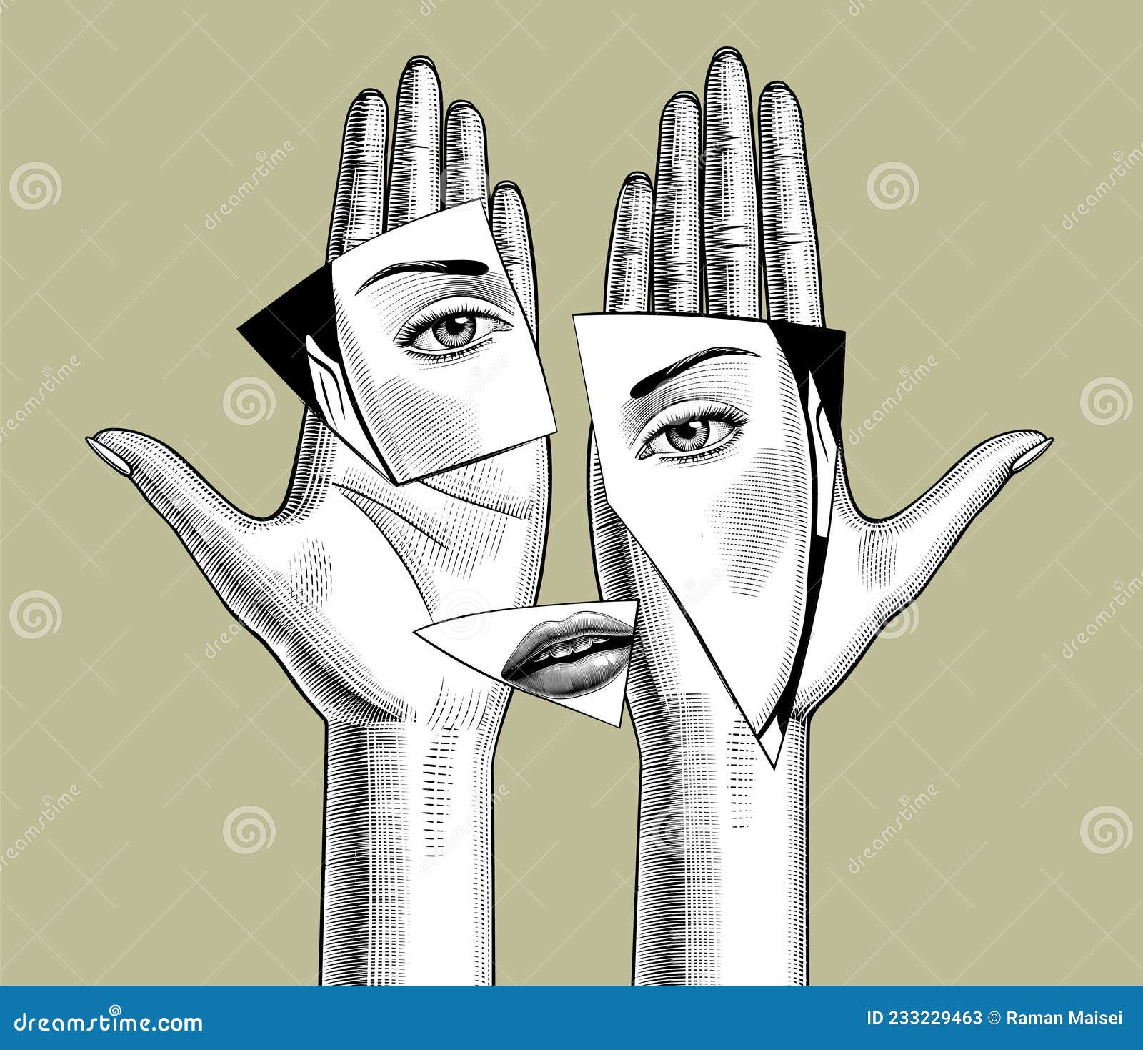 Broken Mirror Reflection Drawing