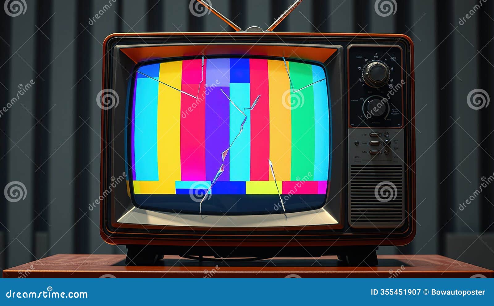 Antiquated Television Set With A Damaged Display Screen, AI-generated ...