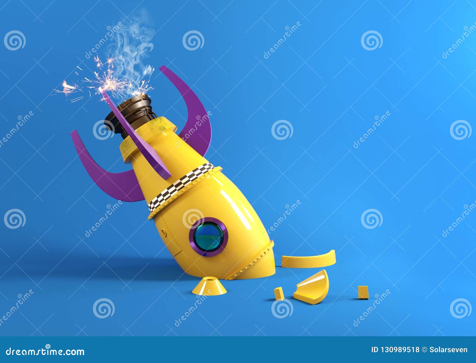 Broken Retro Toy Rocket stock illustration. Illustration of target ...