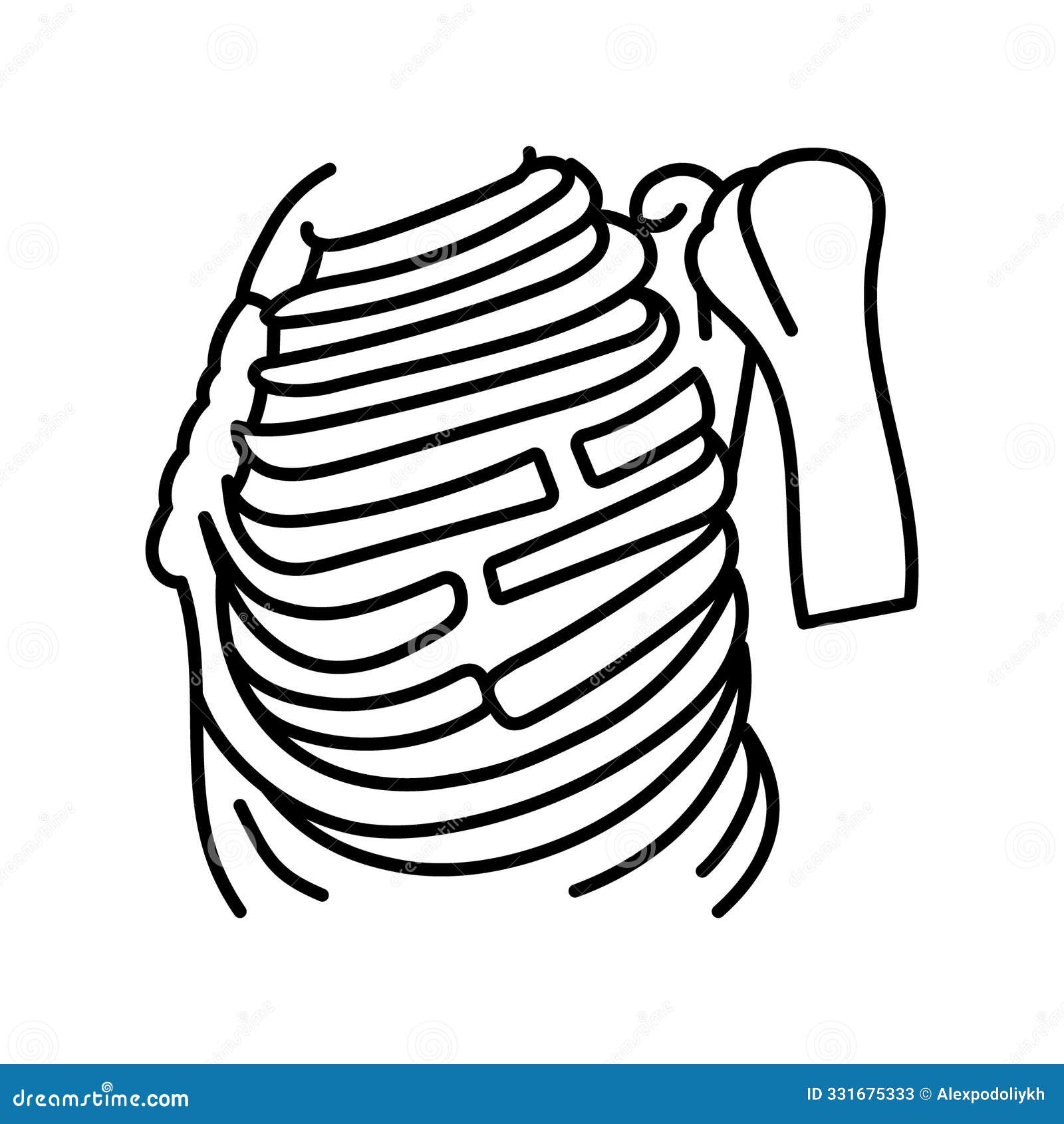 Broken Ribs Bone Line Black Icon Stock Vector - Illustration of health ...