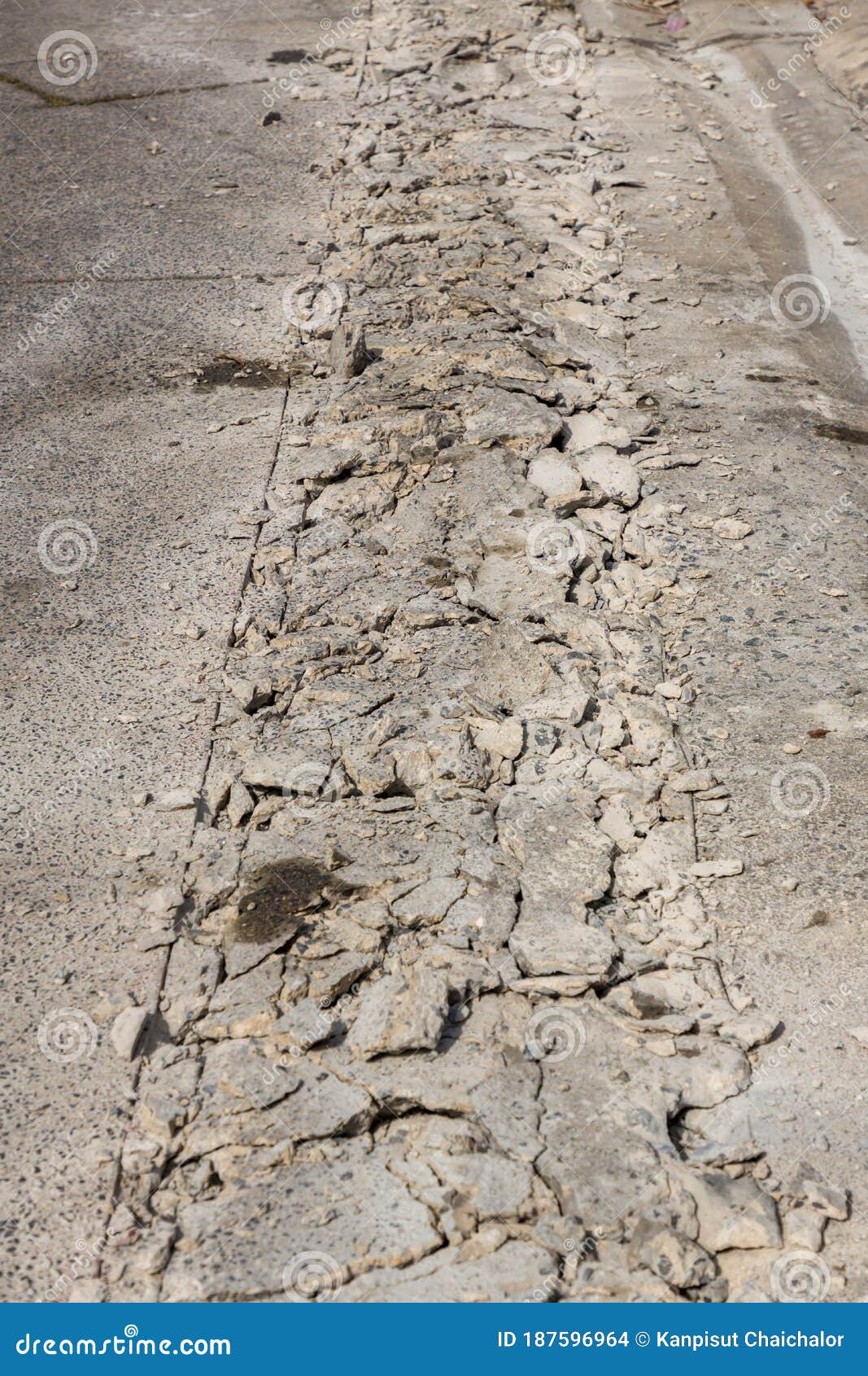 Broken Road Crack Texture. after Construction Drilled Surface with ...