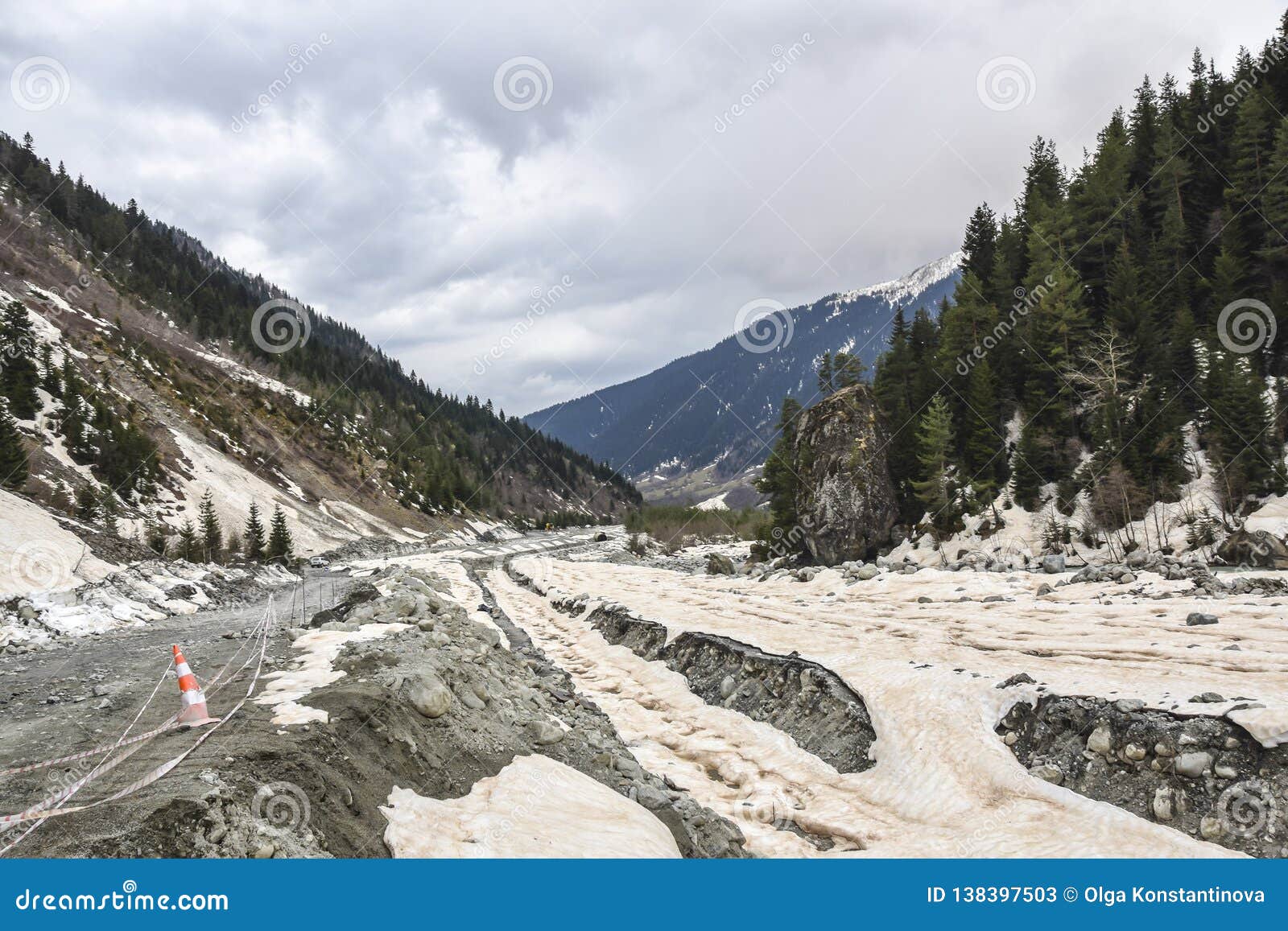 Broken Road in the Mountains in the Snow Stock Image - Image of nature ...