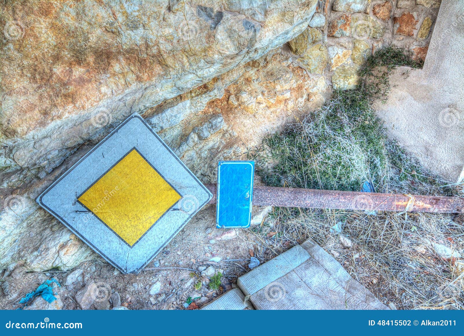 Broken Road Sign in Hdr Tone Mapping Stock Photo - Image of concept ...