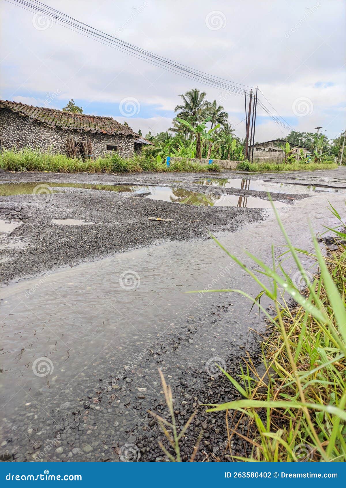 Broken Roads, Perforated Asphalt Stock Photo - Image of village ...