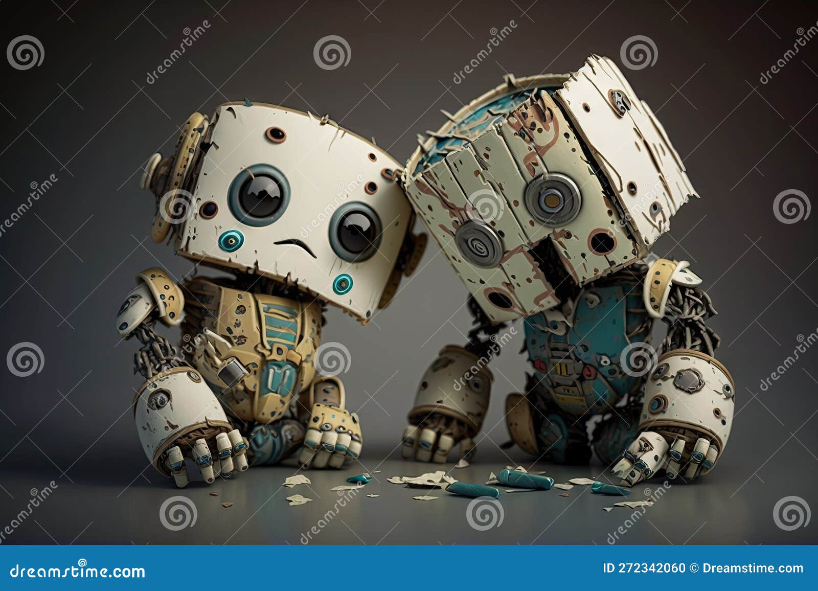 Two Humanoid Dolls Representing A Couple Getting Divorced_6. Generative ...