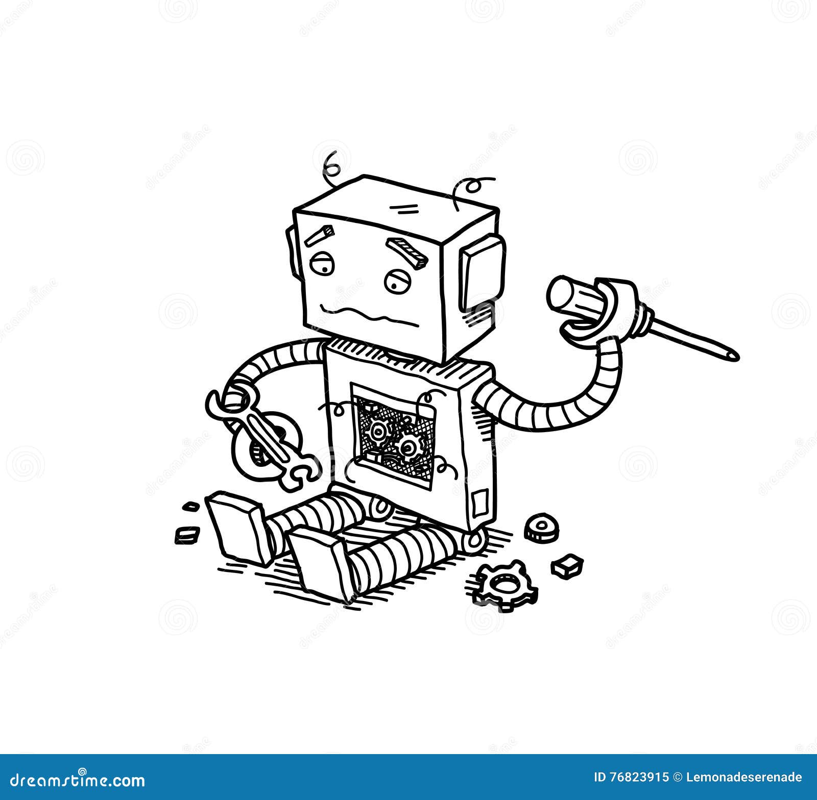 Broken Robot stock vector. Illustration of cartoon, concept - 76823915