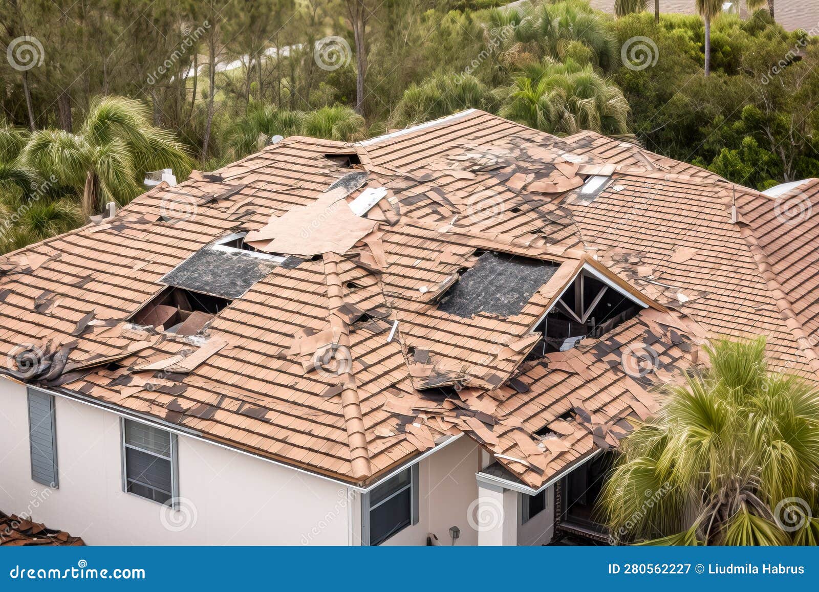 Broken Roof of a Private House. Generative AI Stock Image - Image of ...