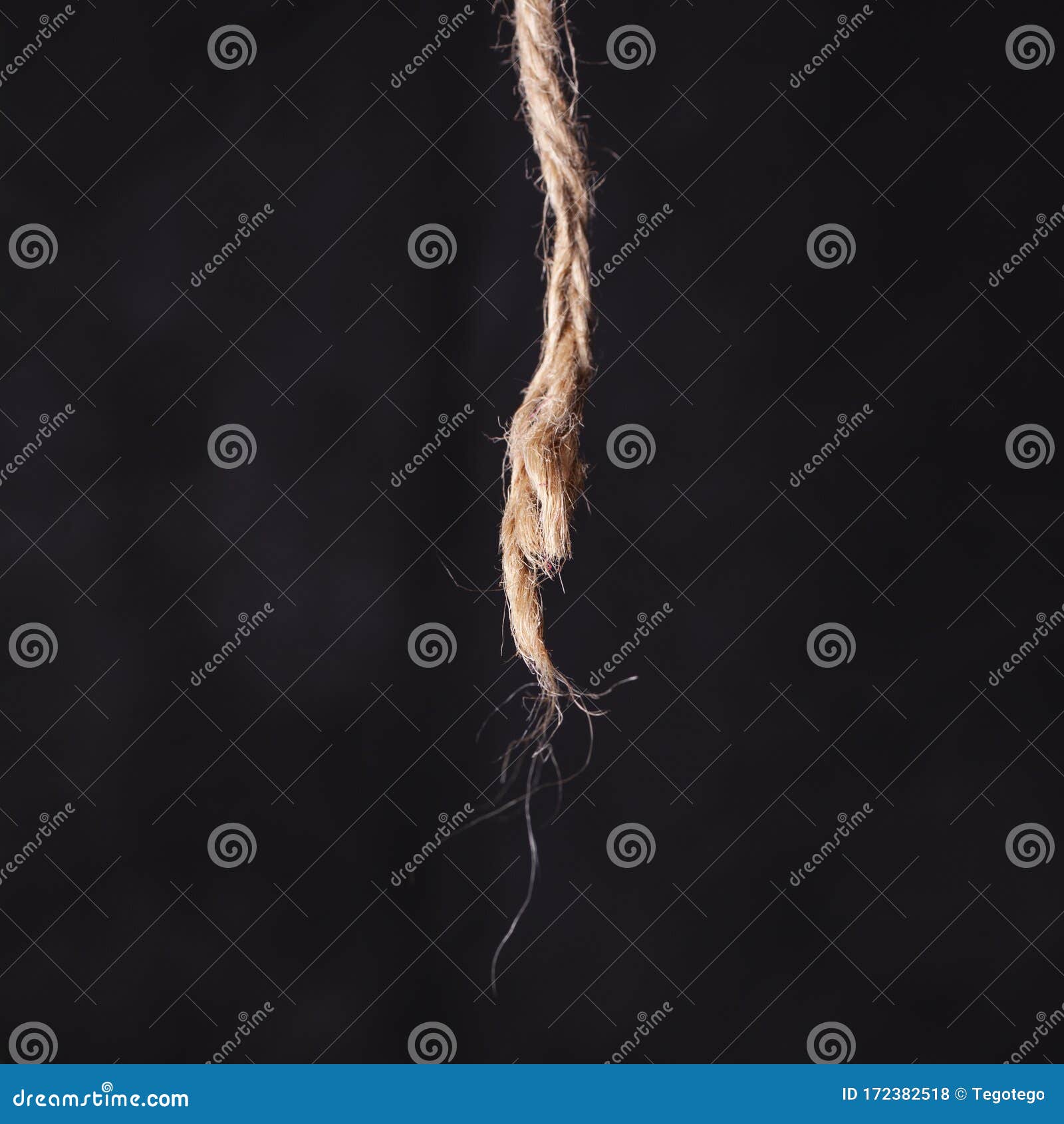 Broken Rope on Black Background Stock Photo - Image of danger, break ...