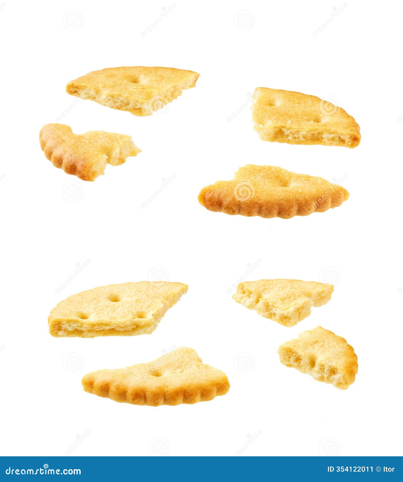Broken Round Crackers Isolated on White Background Stock Image - Image ...
