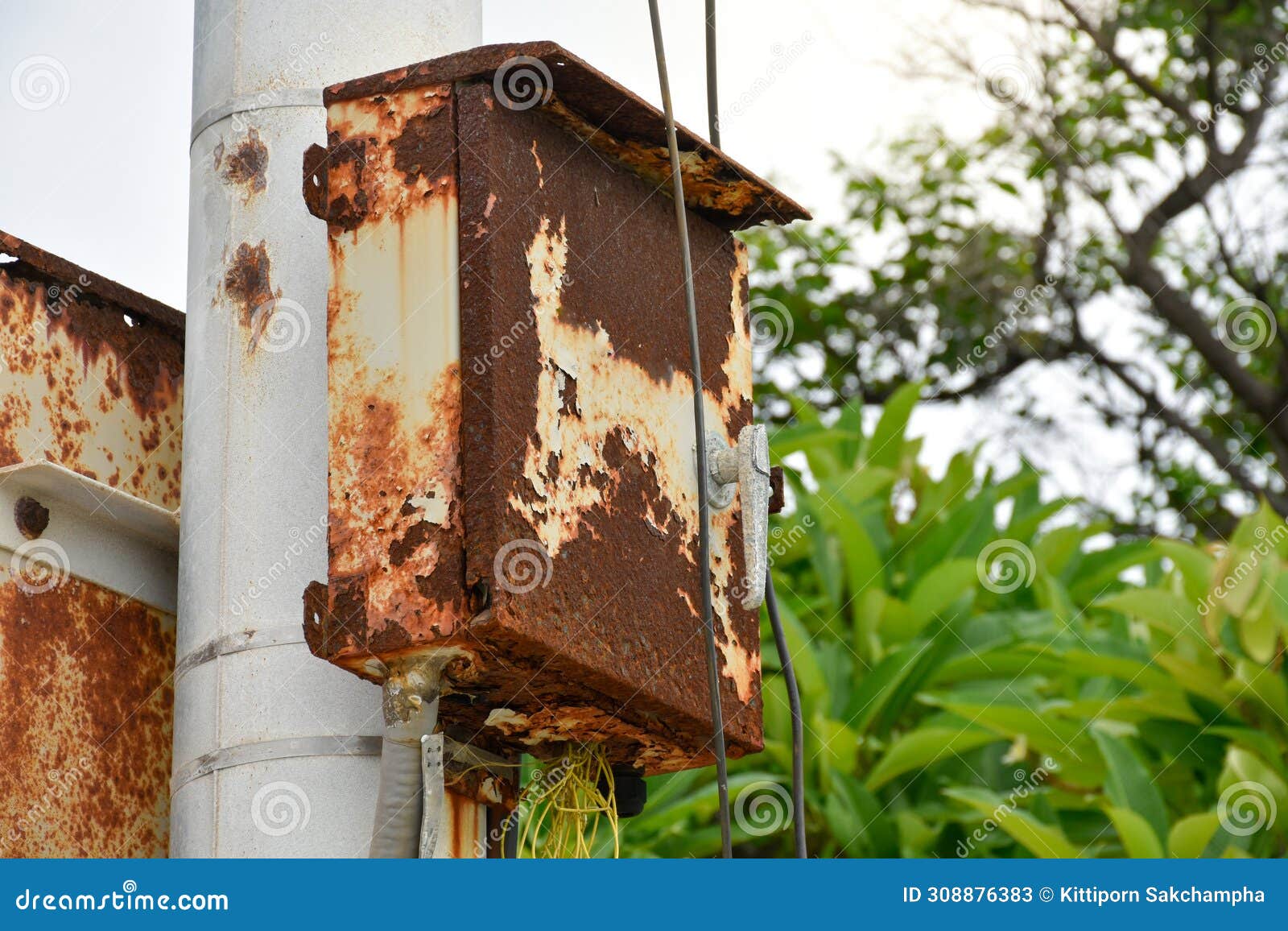 Broken and Rusted Electrical Control Box or Electric Switchboard on ...