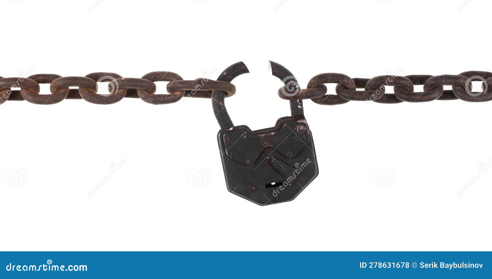 Broken Rusty Powerful Iron Chain Isolated on White Stock Photo - Image ...