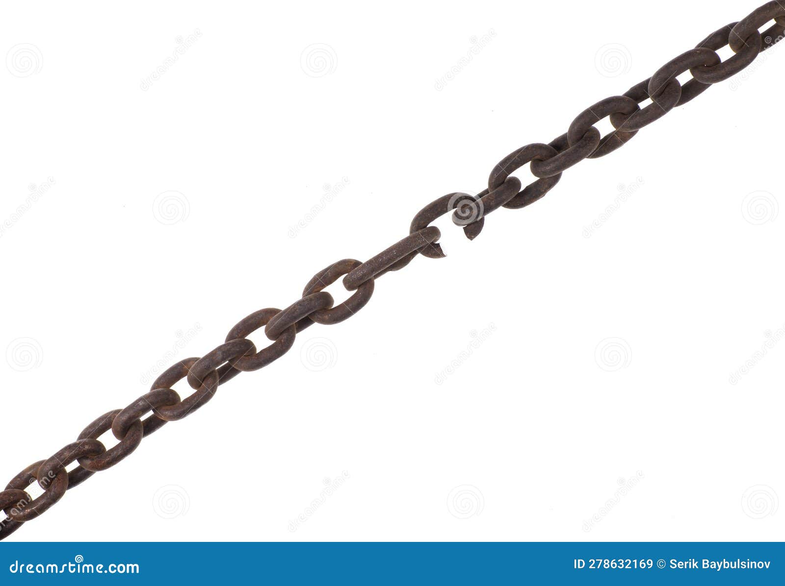Broken Rusty Powerful Iron Chain Isolated on White Stock Image - Image ...