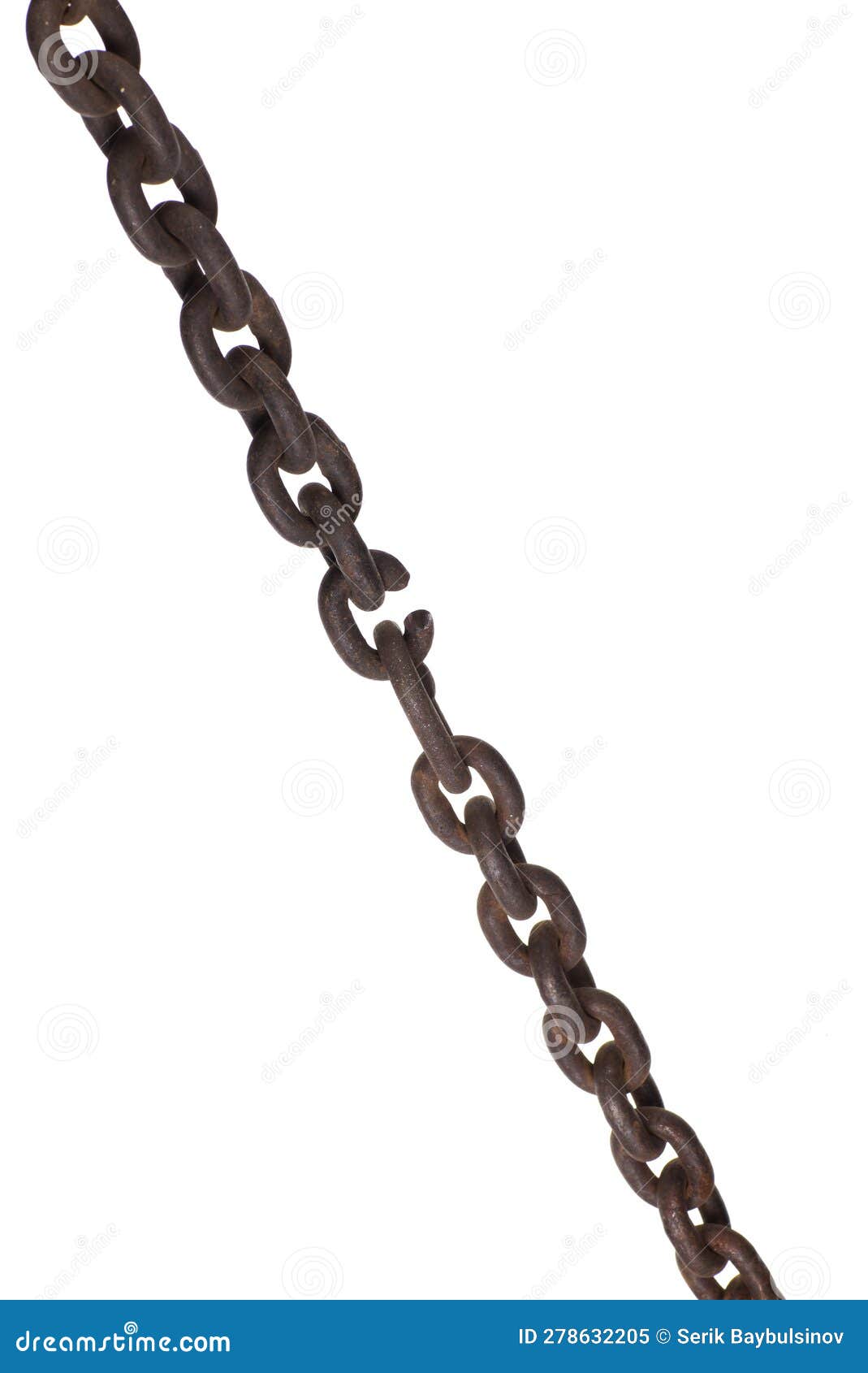 Broken Rusty Powerful Iron Chain Isolated on White Stock Image - Image ...