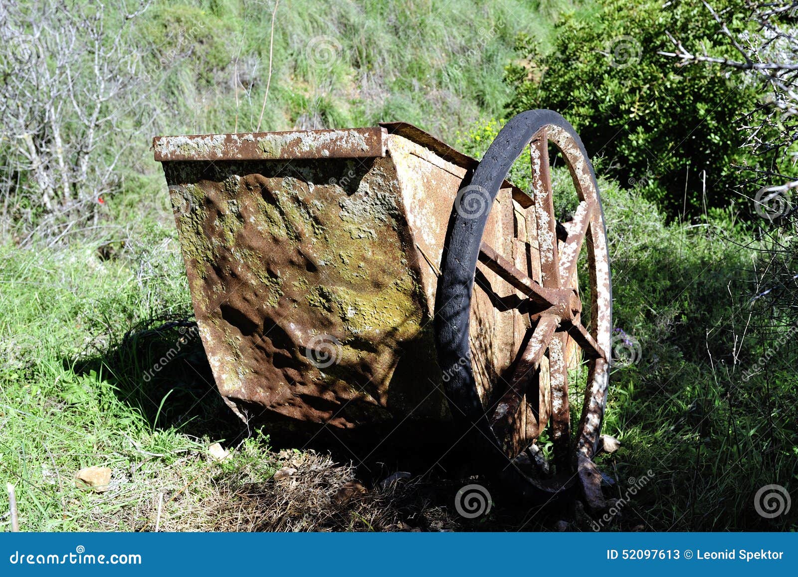 Broken rusty trolley. stock image. Image of wheel, carriage - 52097613