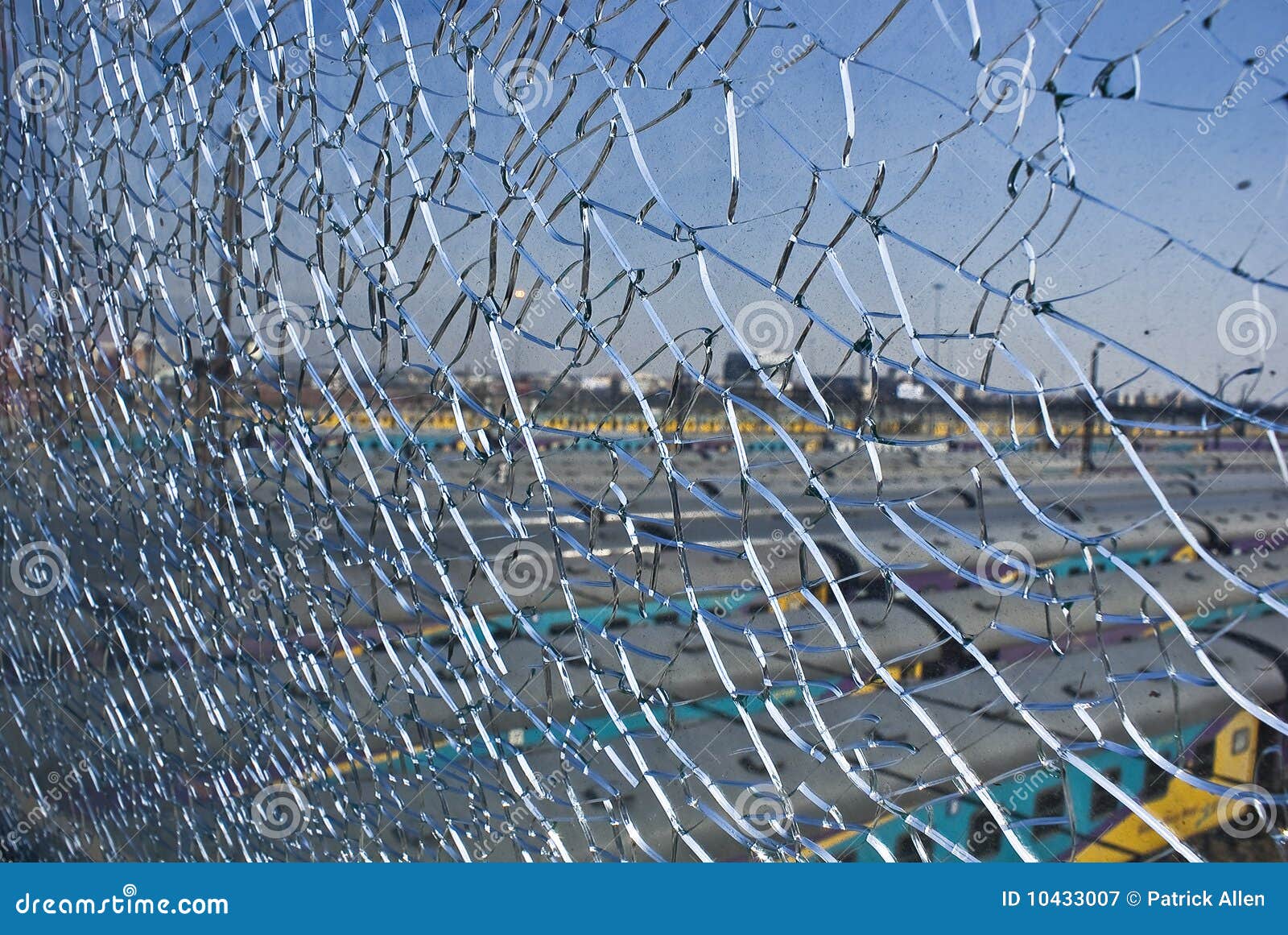 Broken Safety Glass Barrier Stock Image - Image of accidental, glass ...