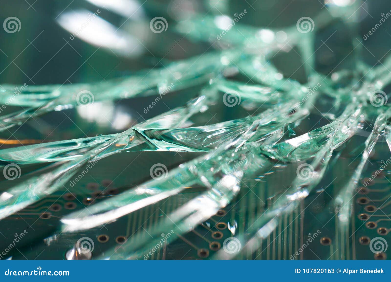 Broken Safety Glass on Computer Circuit Board Stock Image - Image of ...