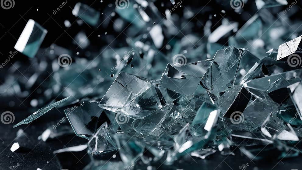 Broken Safety Glass is Exploding and Flying through the Air Stock Photo ...