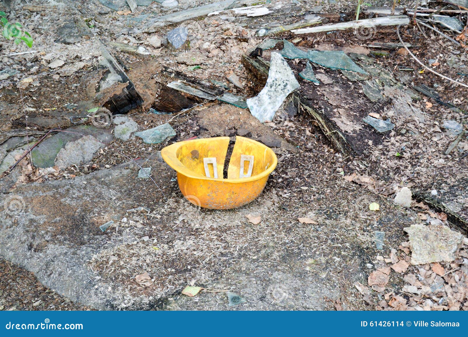 Broken Safety Helmet and Glass Stock Photo - Image of helmet, safety ...