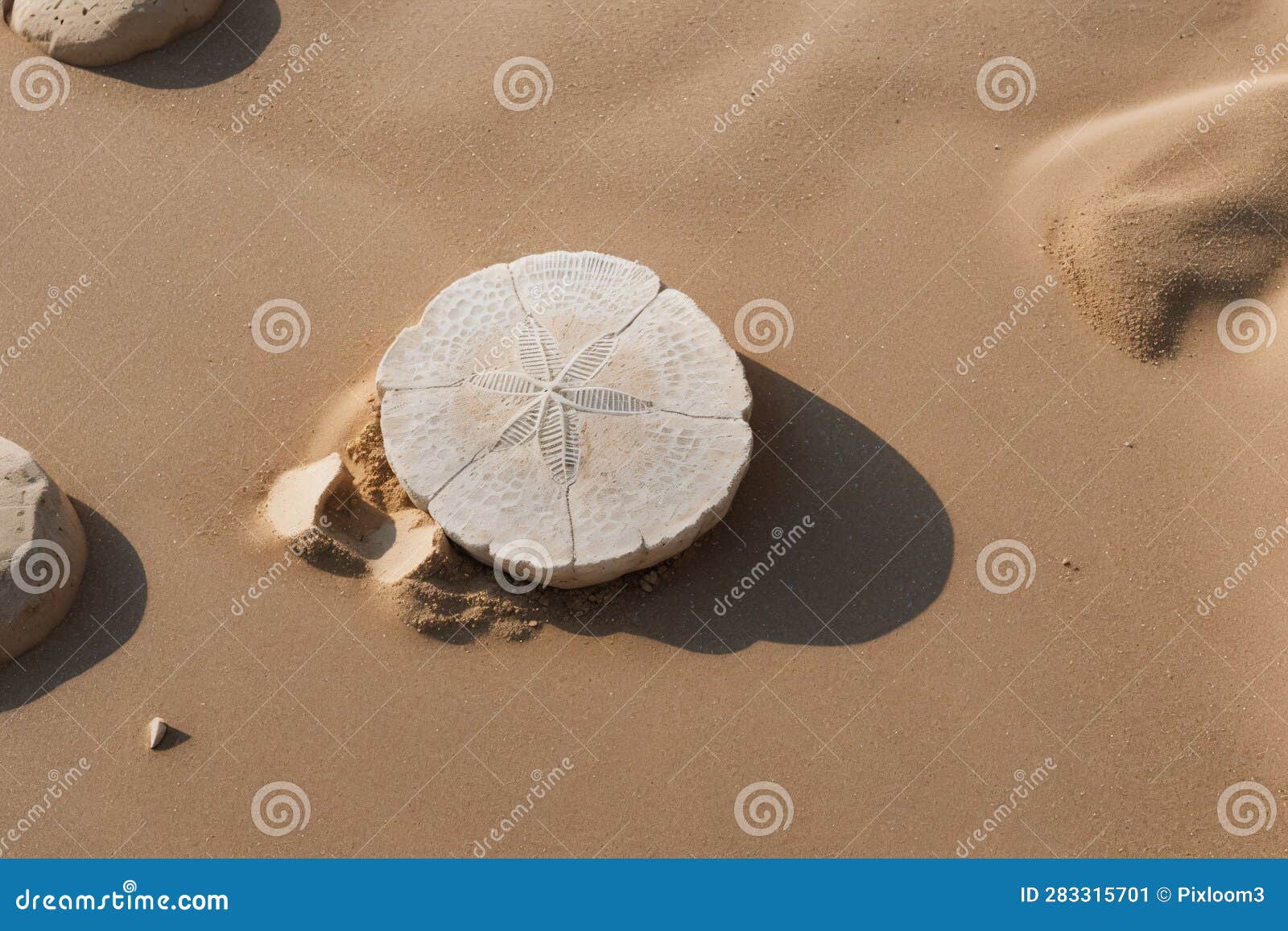 A Broken Sand Dollar Nestled among the Beach Pebbles Stock Illustration ...