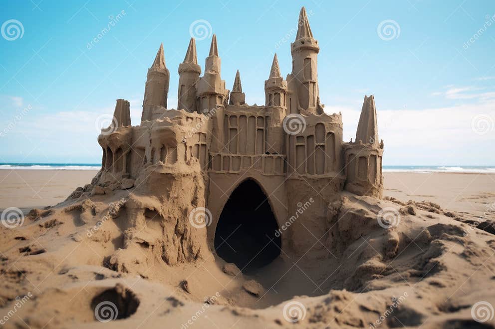 A Broken Sandcastle with Two Separate Halves Stock Image - Image of ...