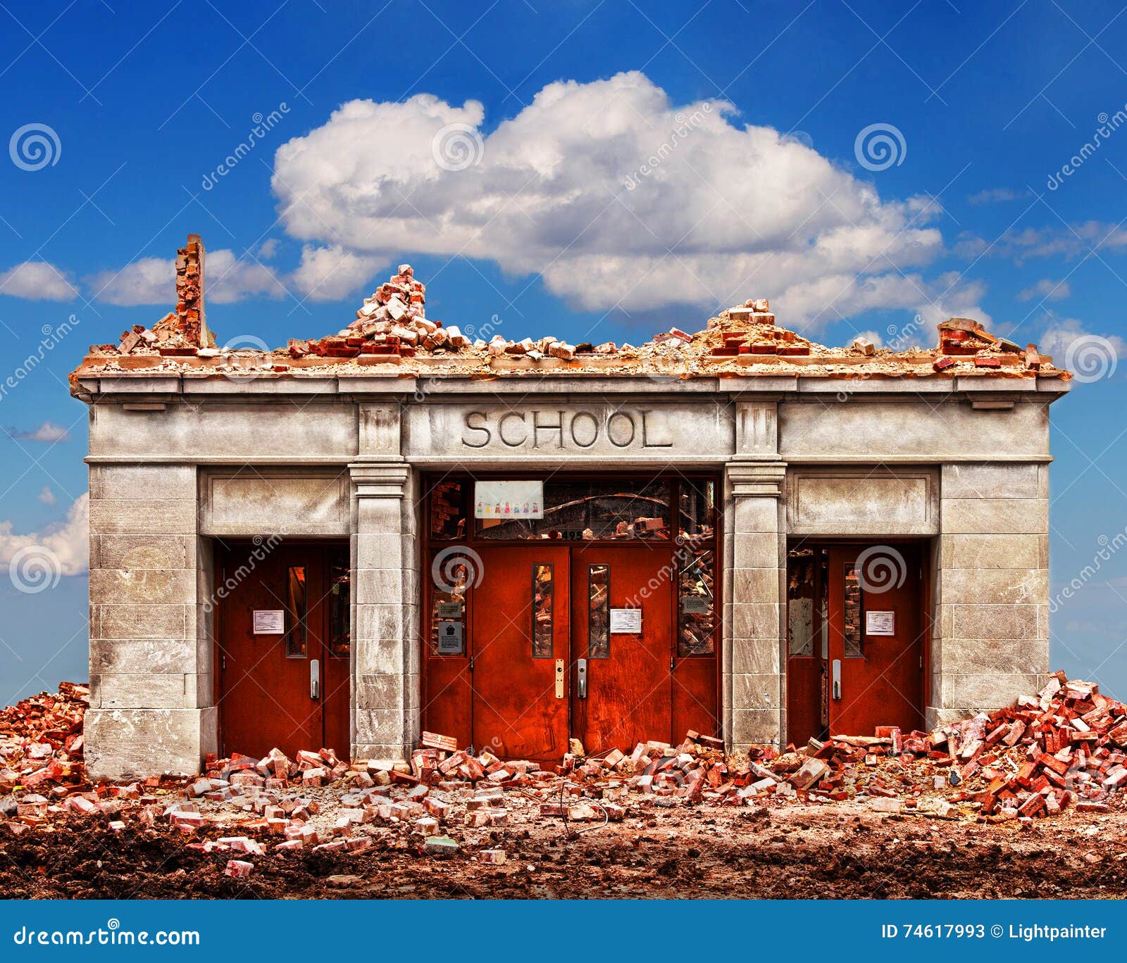 Broken school stock image. Image of school, brick, funds - 74617993