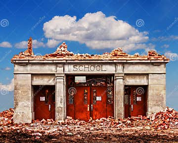 Broken school stock image. Image of school, brick, funds - 74617993