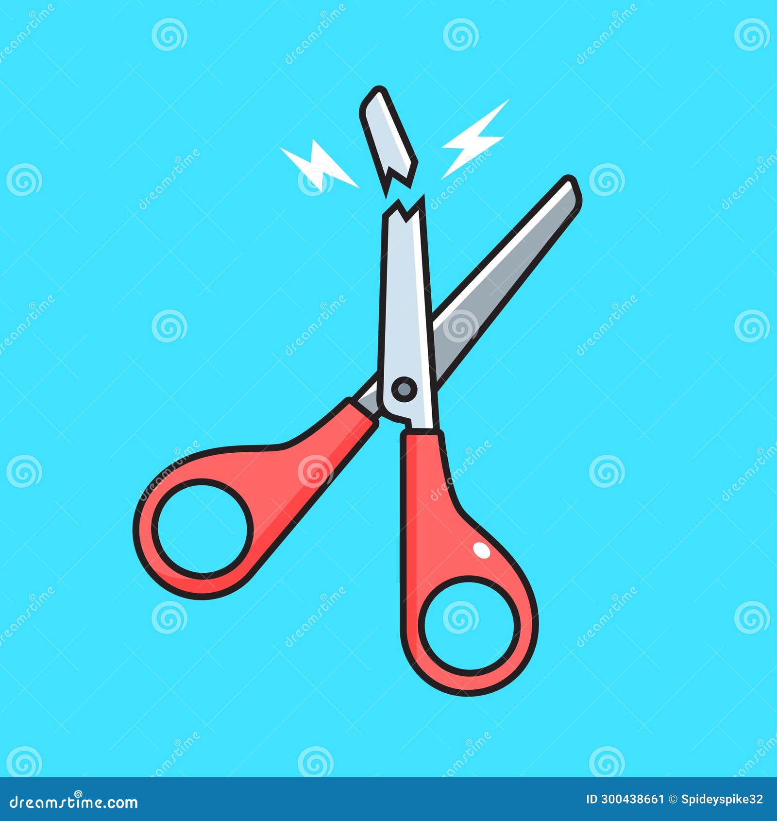 A Broken Scissor with a Blue Background. Vector Illustration Stock ...