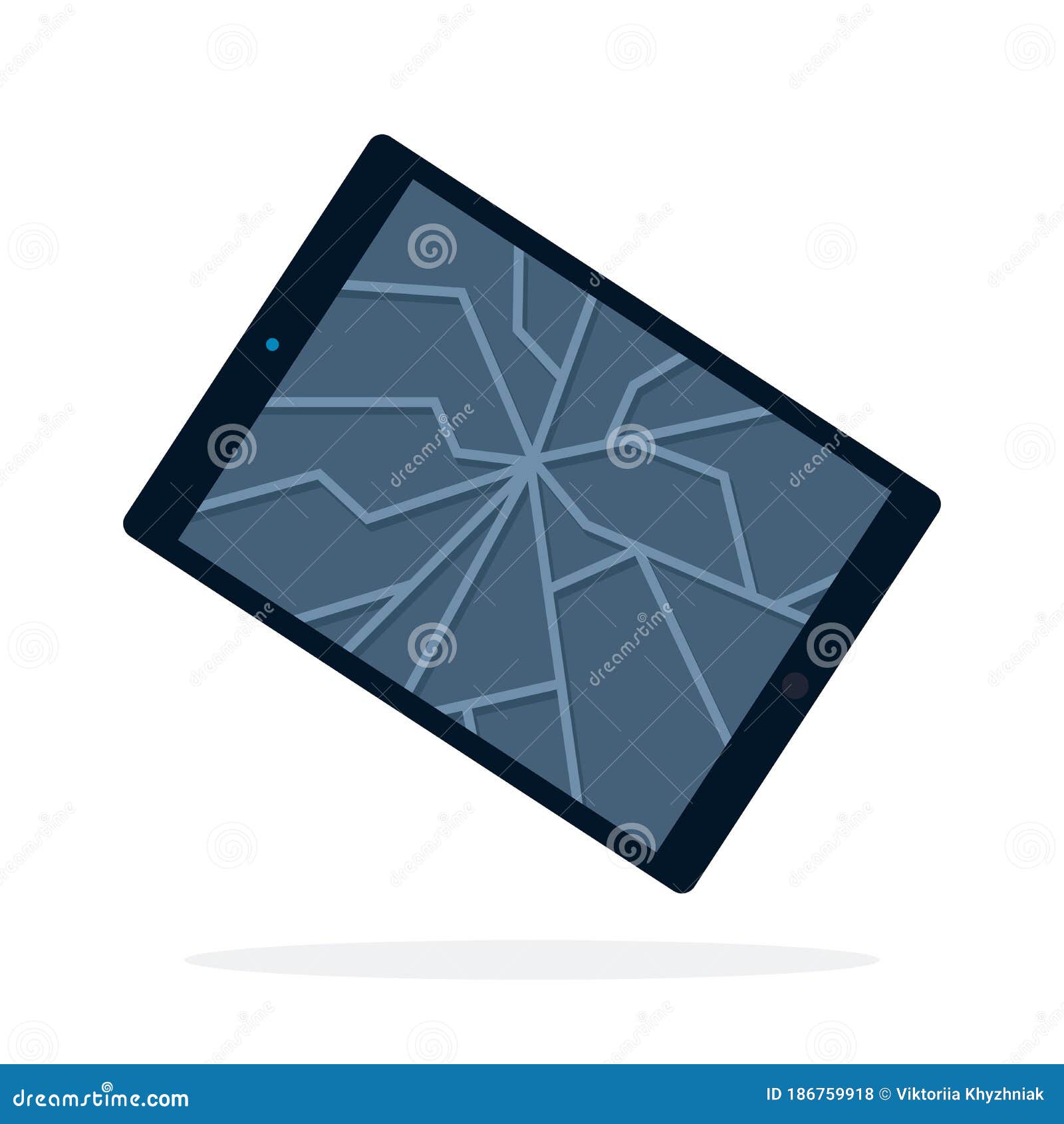 Broken Tablet Screen Vector Flat Isolated Stock Vector - Illustration ...