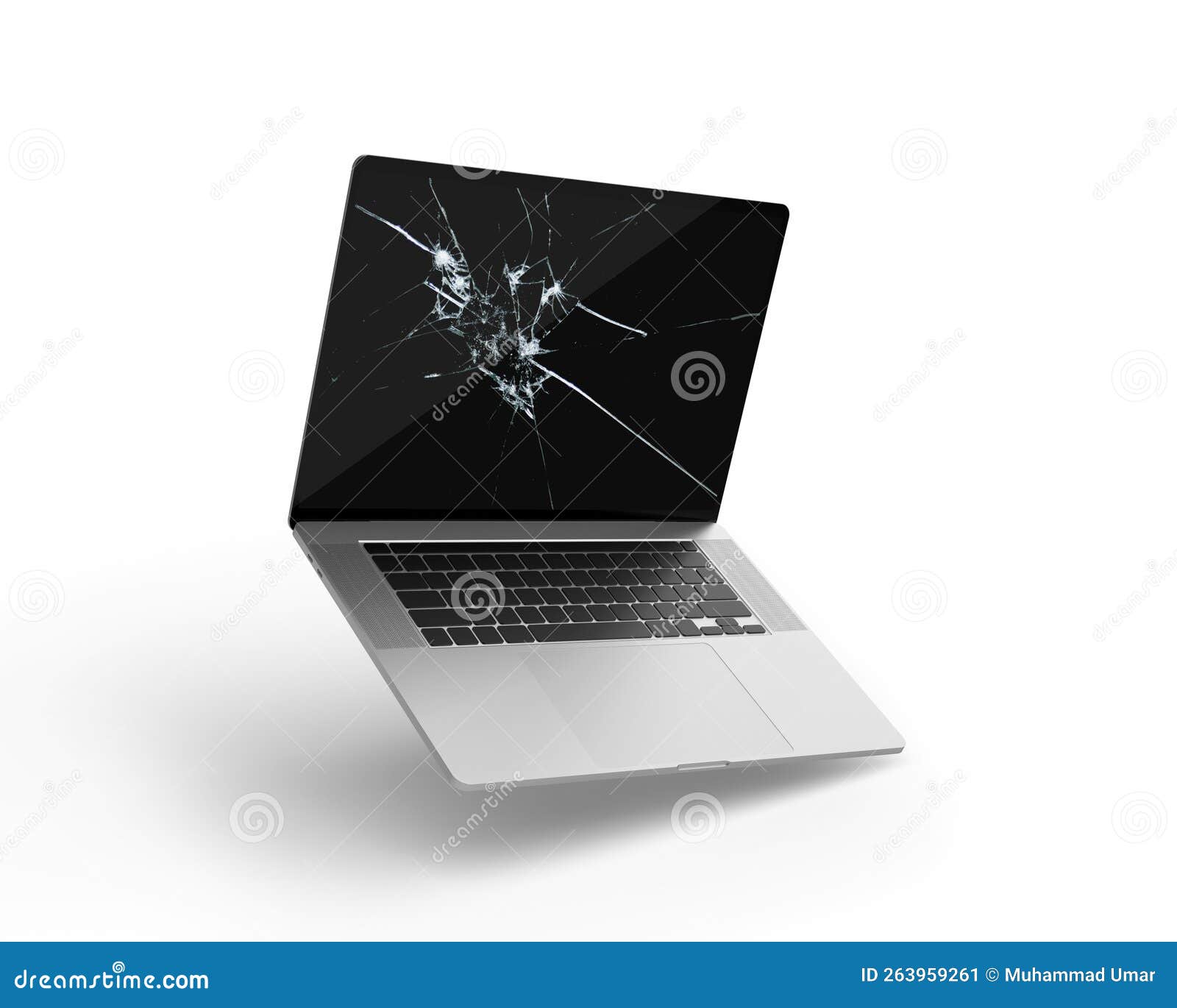 Broken Screen 3d Rendered Laptop Isolated on White Background - Smashed ...