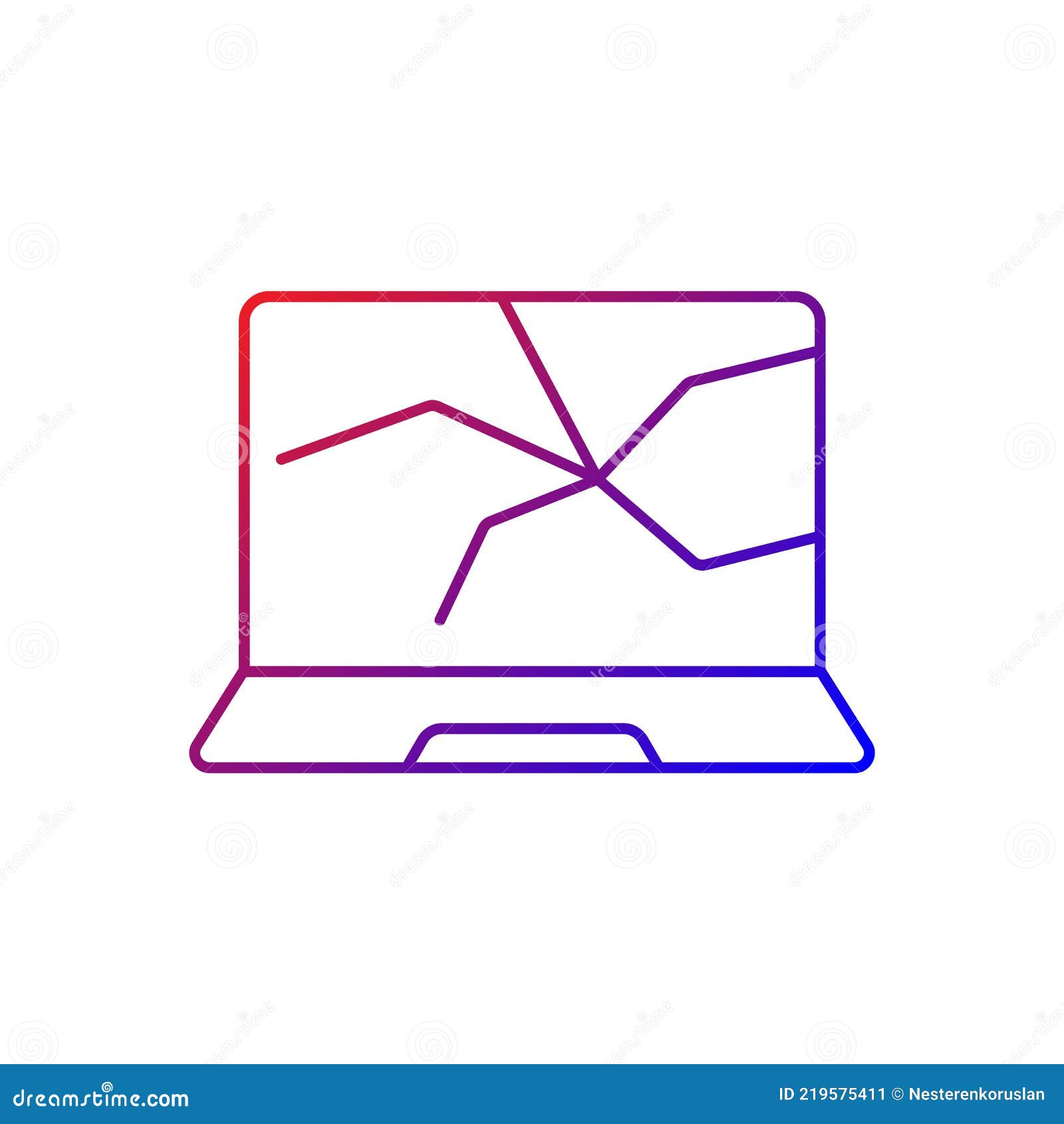 Broken Screen Gradient Linear Vector Icon Stock Vector - Illustration ...
