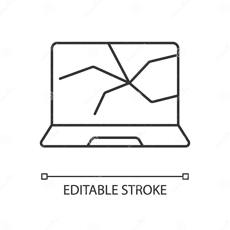 Broken screen linear icon stock vector. Illustration of shatter - 219104627